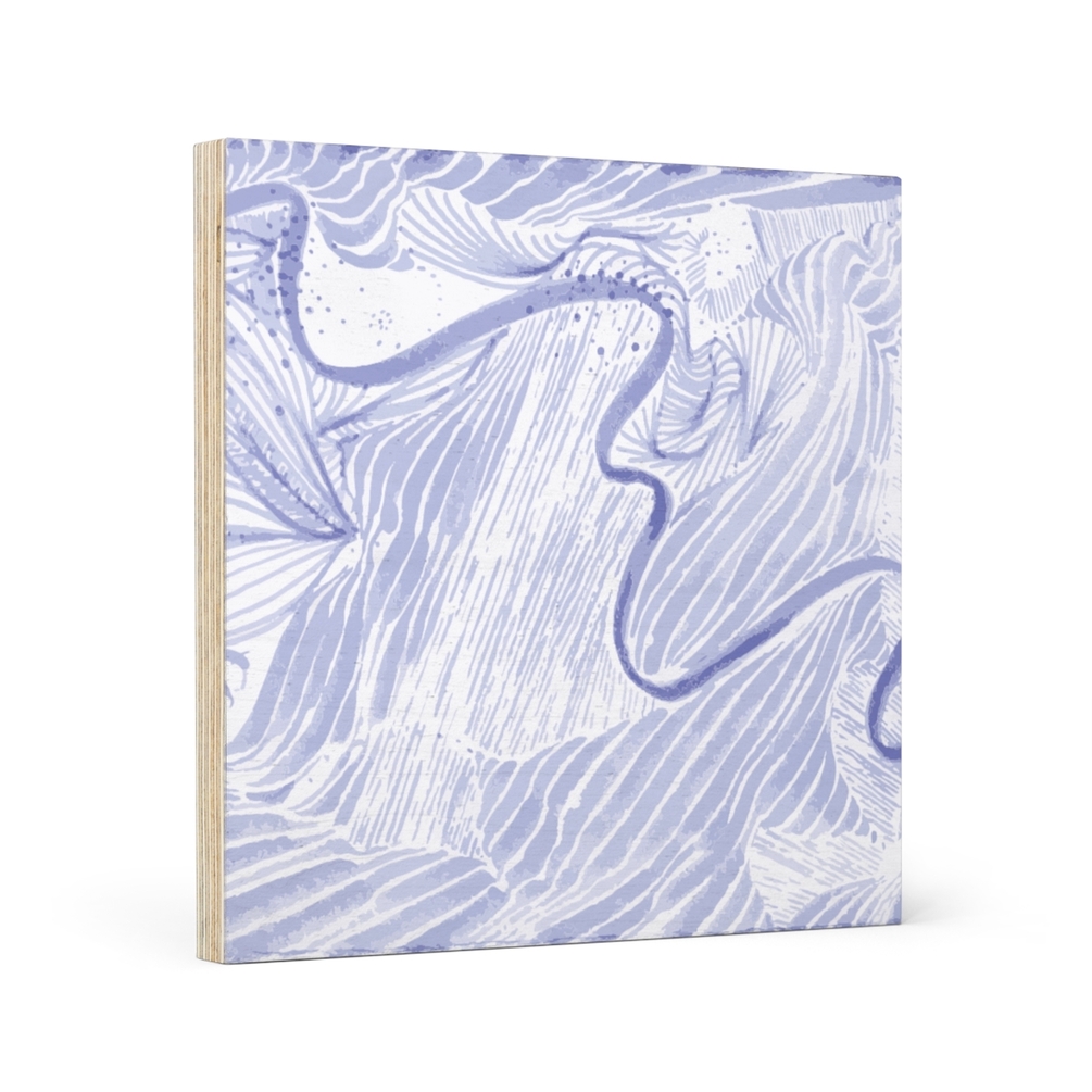 Lavender Abstract Nature Inspired Flow Drawing Wood Canvas Print