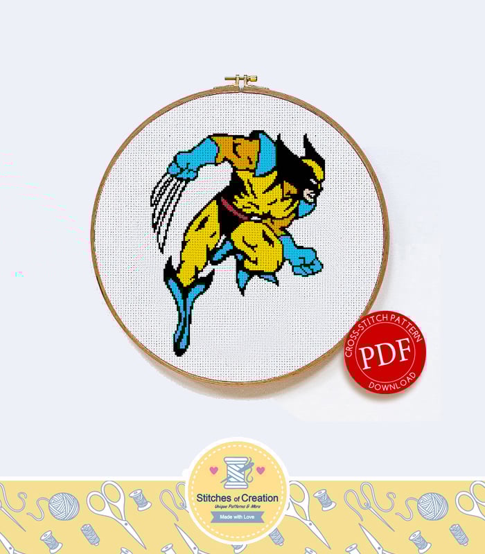 X-Men Wolverine Cross Stitch Pattern
