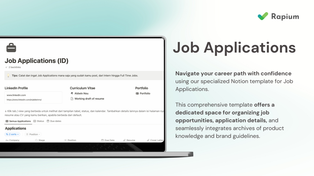 Notion: Personal Job Applications (Page)