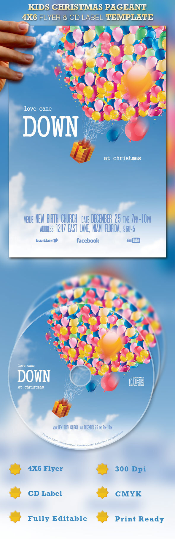 Kids Christmas Pageant Flyer and CD Template