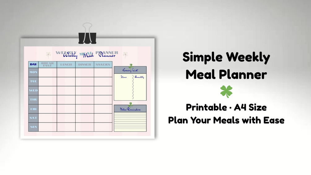 Simple Weekly Meal Planner