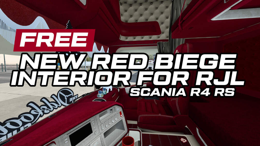 ETS2 TM RJL RED Biege INTERIOR for Scania RS & R4 (RJL) - Red Biege ...