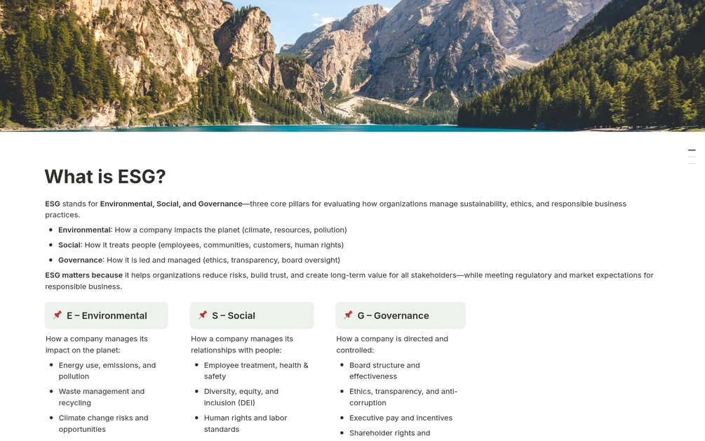 ESG Management System & Compliance Toolkit