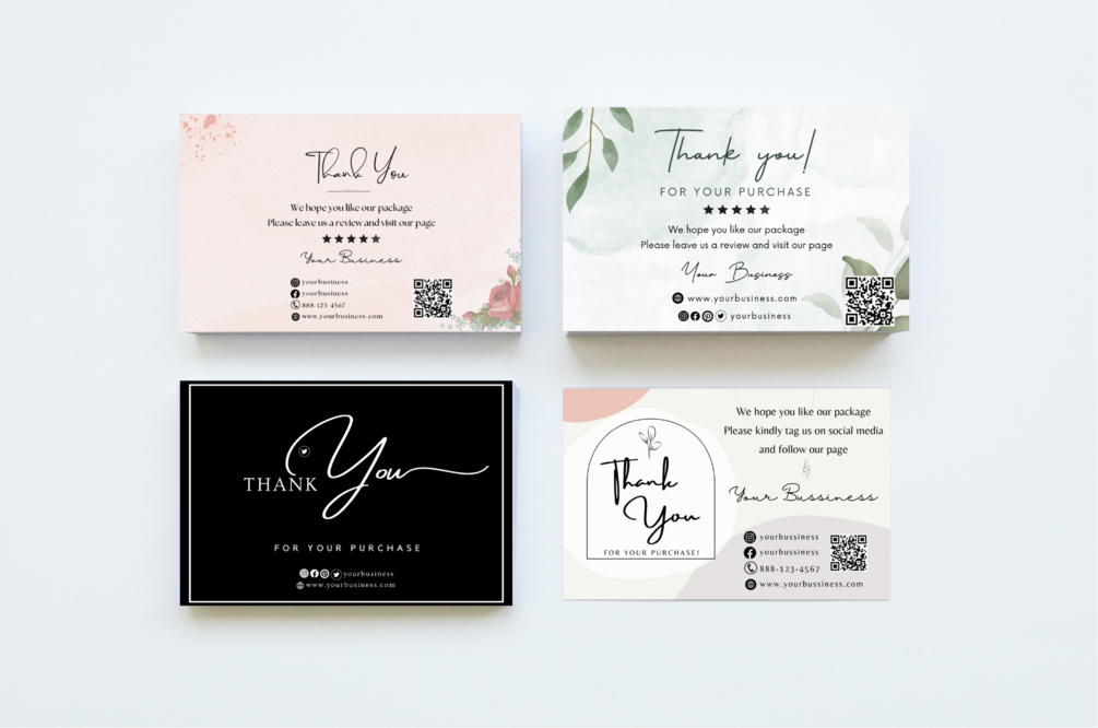 4 Thank You Card Bundle, Package Inserts, Small Business Thank You Card ...