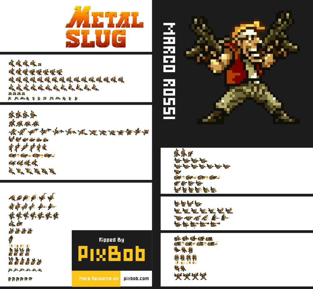 Marco Rossi Using Double Machine Gun - Metal Slug Sprites