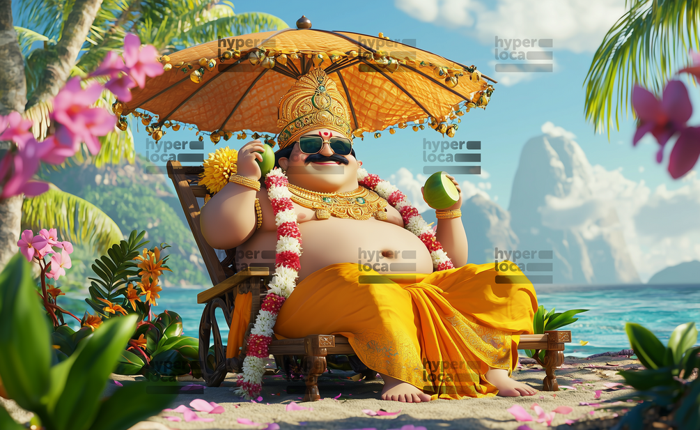 Vibrant Maveli Mahabali Stock Illustration - Onam Festival Art _x7