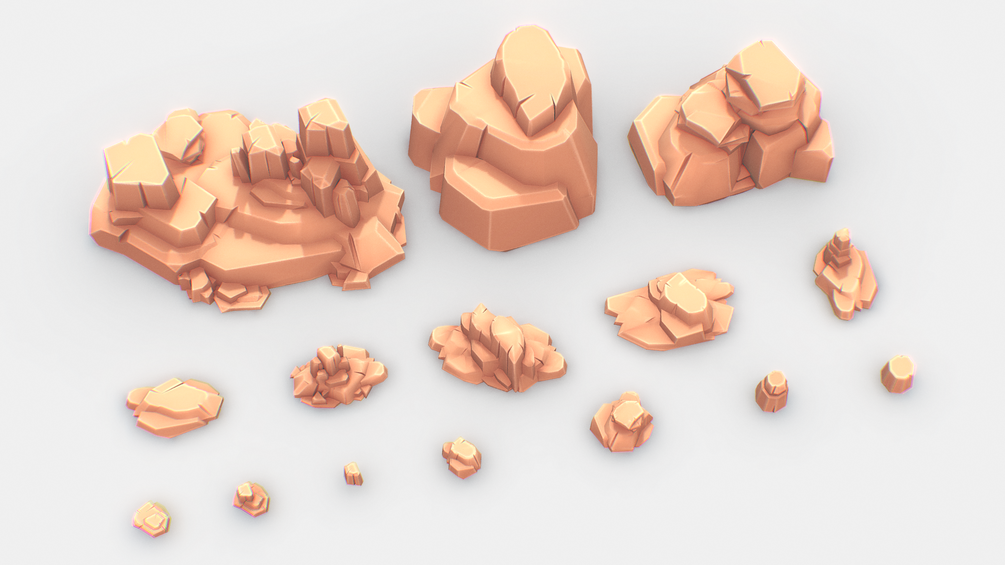 (FREE PRODUCT) Stylized Desert Rocks Pack 3D Model