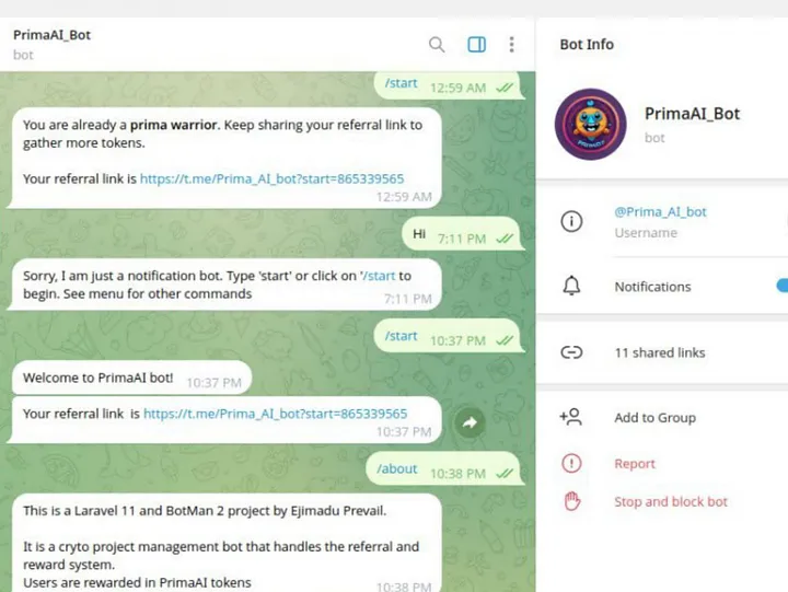 Telegram bot with Referral System with Laravel 11 and BotMan 2.0