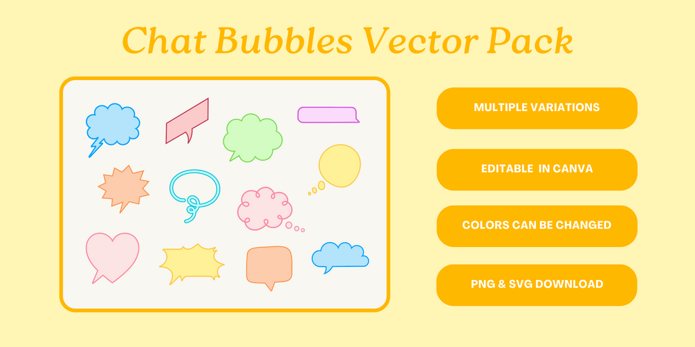 Chat Bubbles Vector Pack | Editable in Canva | Digital assets for ...