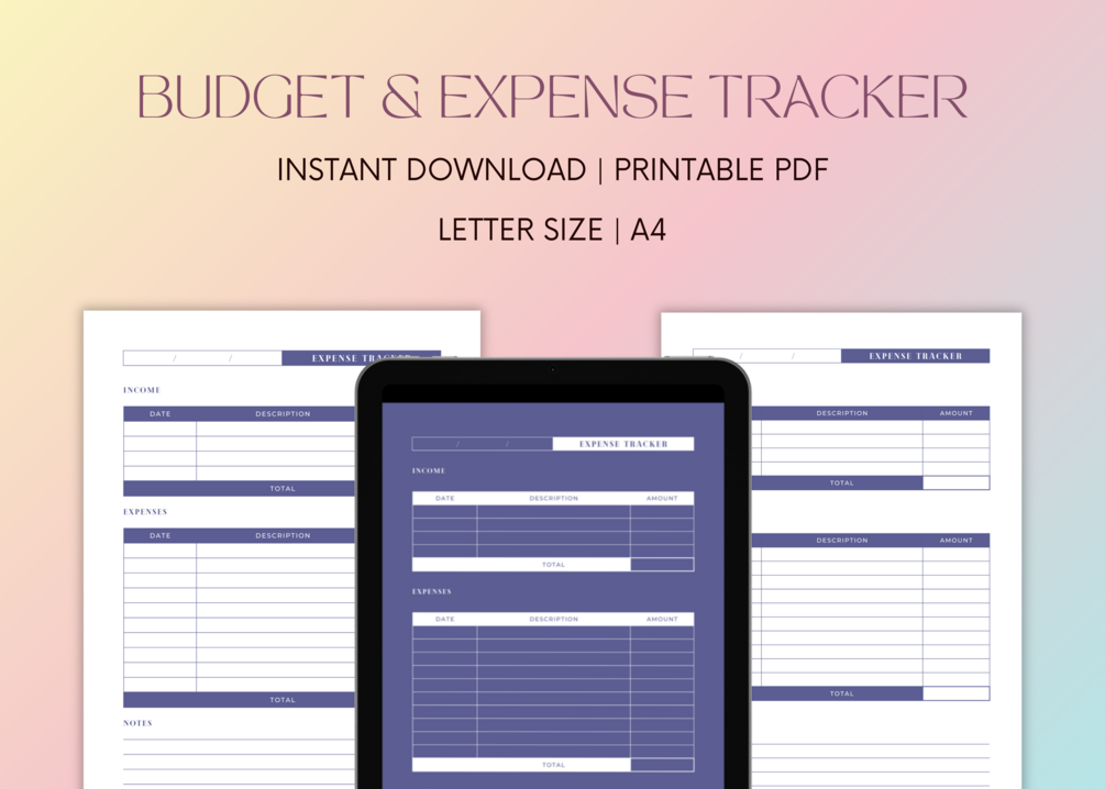 Budget and Finance Tracker Template - Instant Download - Printable PDF