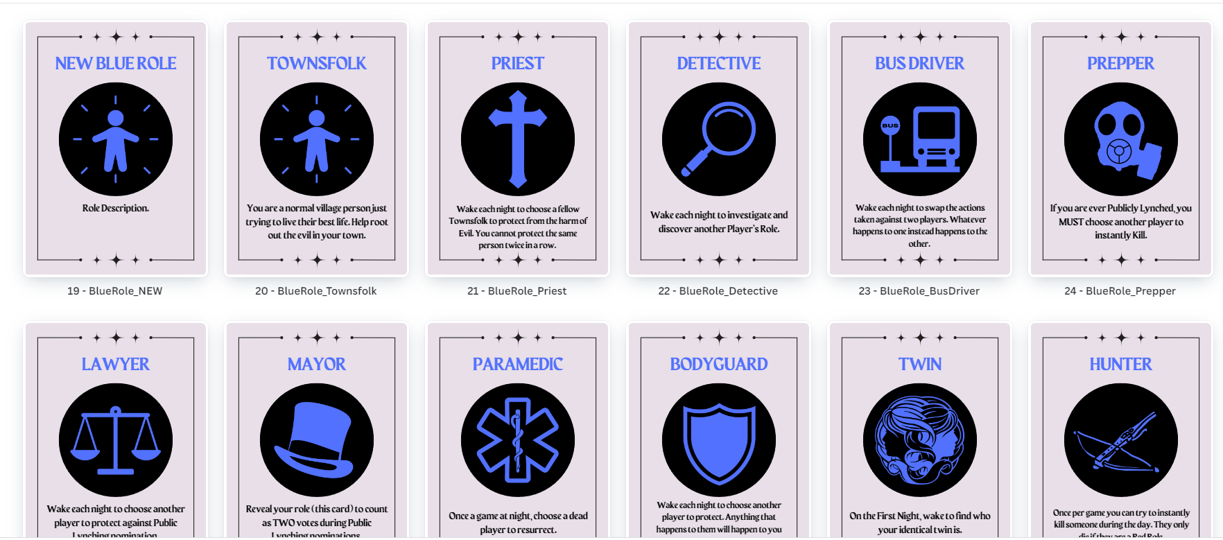 Werewolf Mafia Card Templates