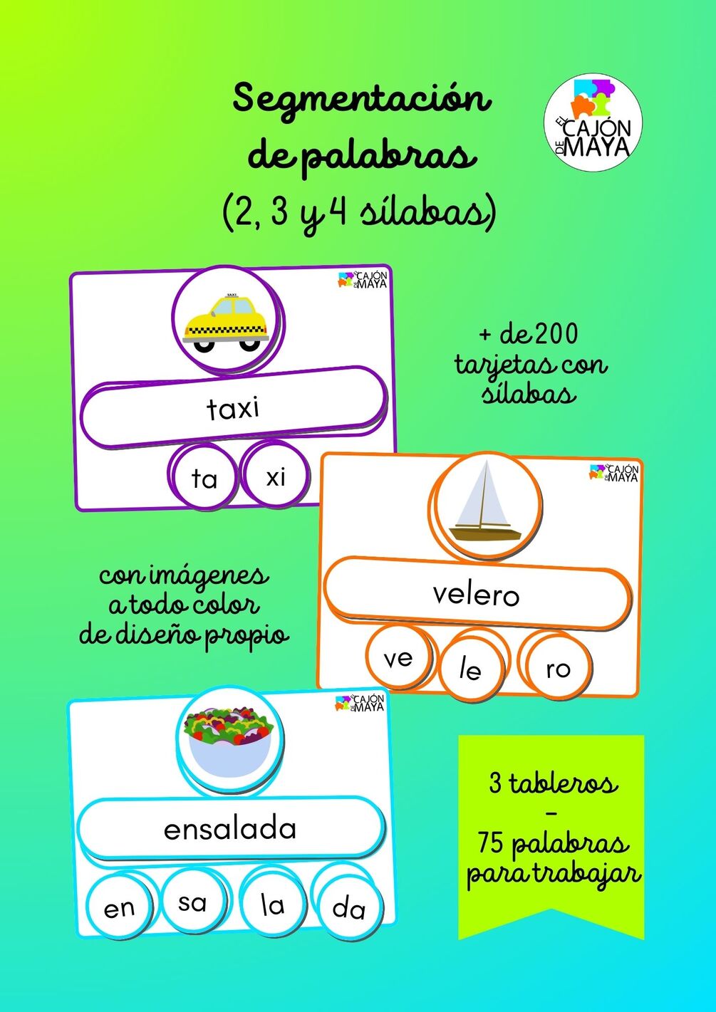 Segmentación de palabras (juego con +350 tarjetas)