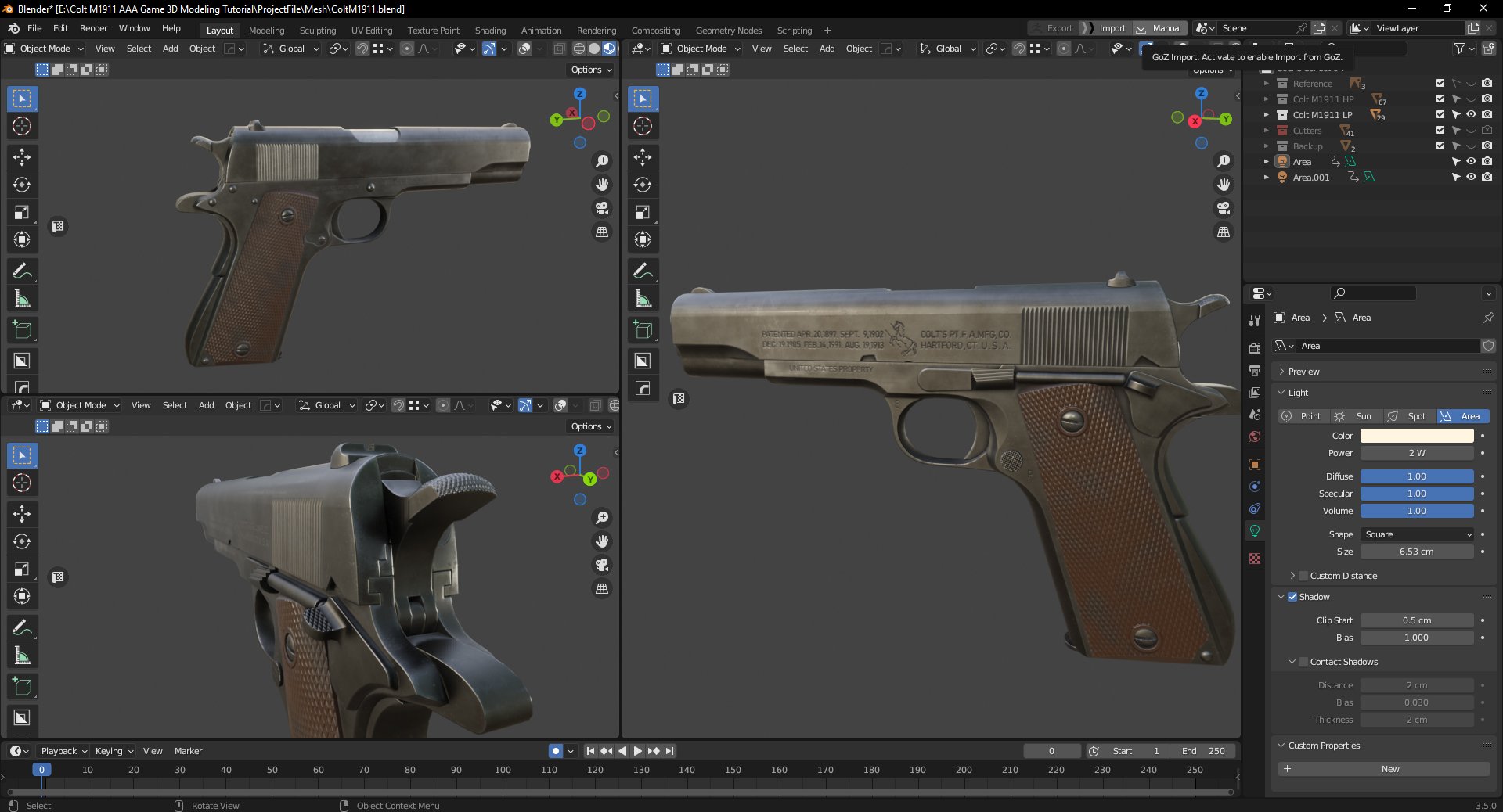Create AAA 3D Game Asset Colt M1911