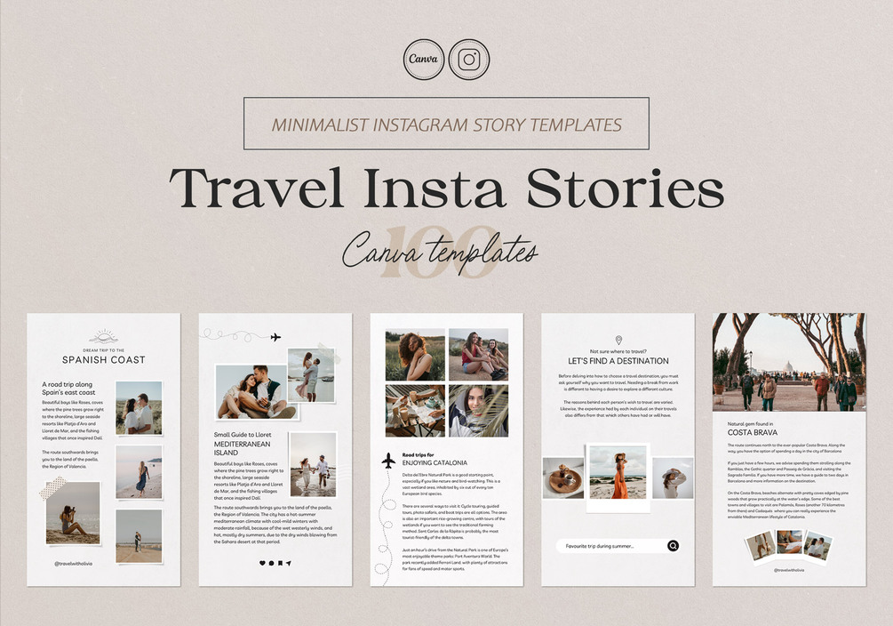 Travel Instagram Story Templates Canva | 100 Holiday Stories for Travel ...