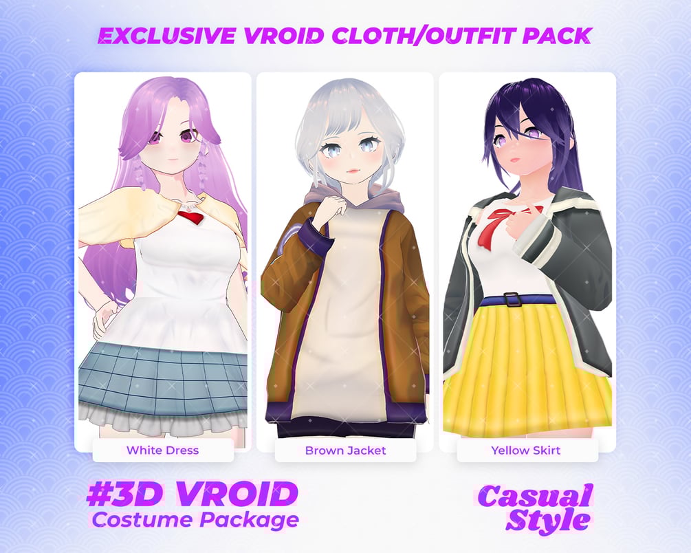 Streamer's Girl Casual Outfit Collection - VRoid Clothing Pack, Virtual ...