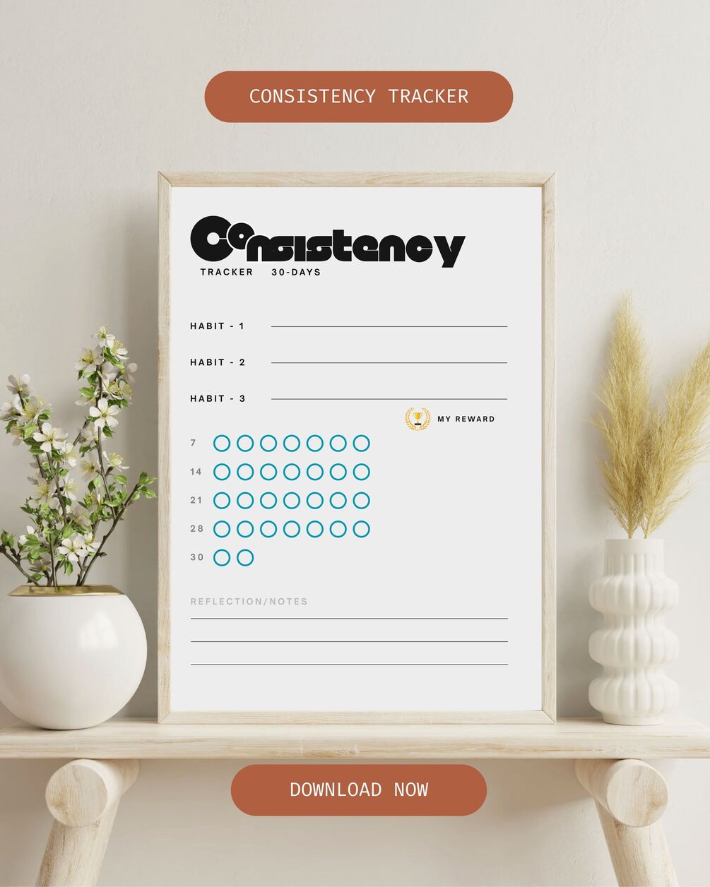 30-Day Consistency Tracker (Printable PDF) (A4 + US VERSION)
