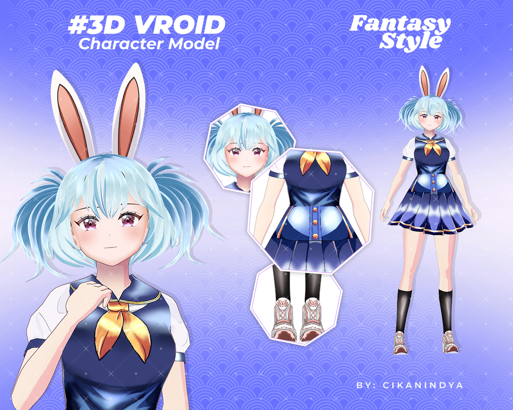 3D Vroid Character Anime Girl Twintail Bunny for Live Streaming Virtual ...