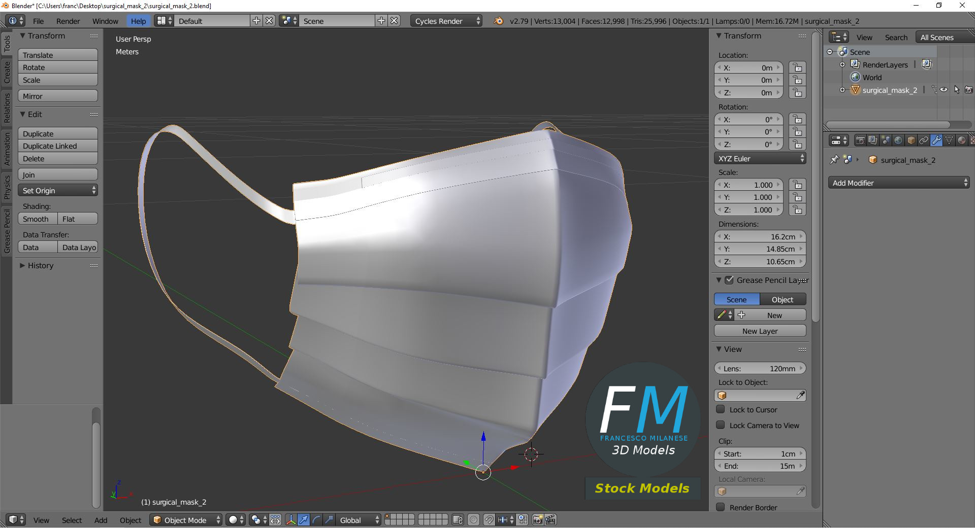 3D MODEL - Surgical mask 2