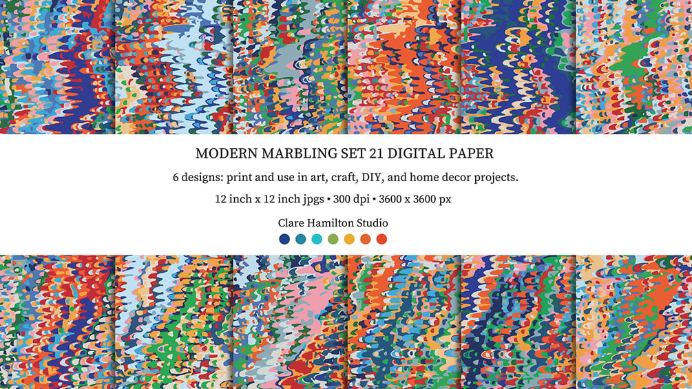 Modern Marbling Paper Set 21 Digital Paper