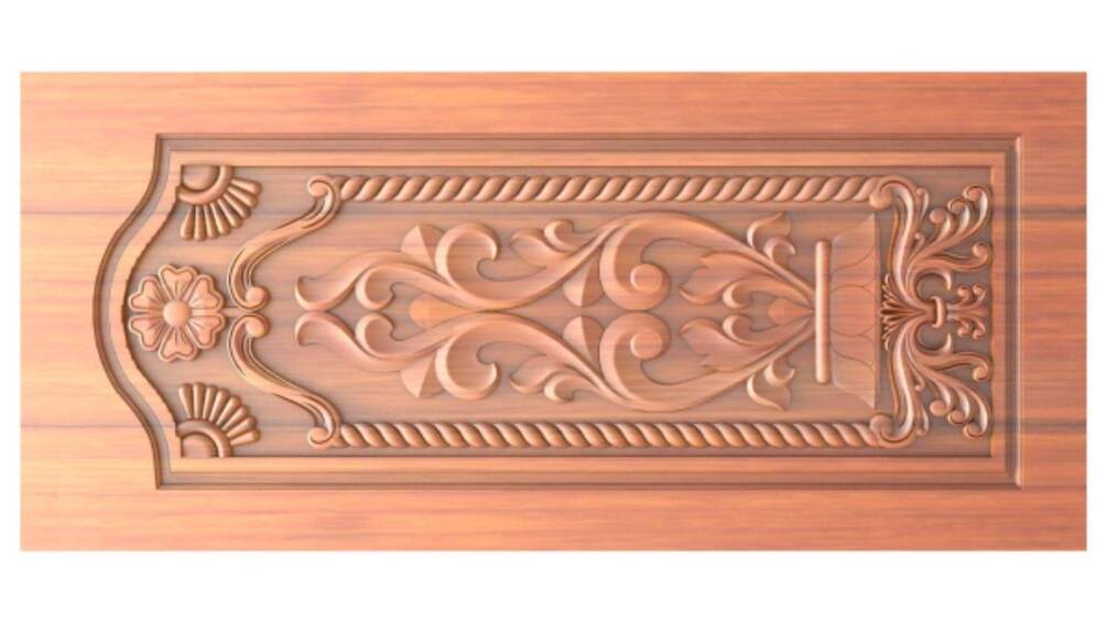 Wooden Door with Floral and Scrollwork Design - CNC ArtCAM