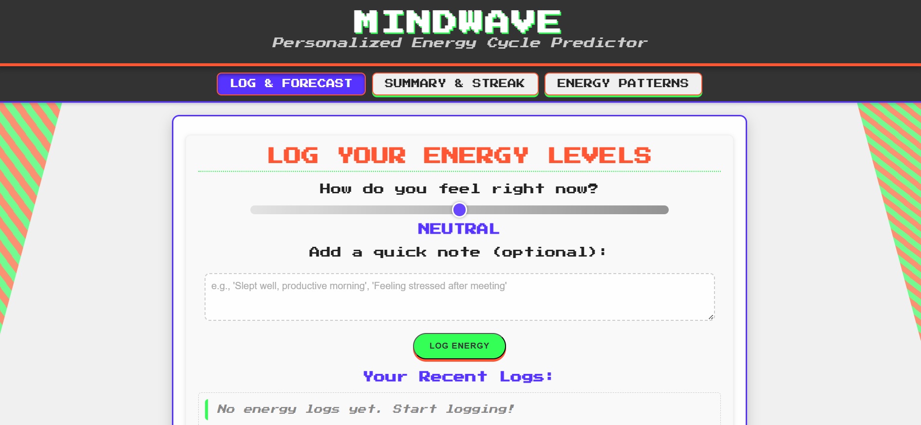MindWave - Personal Energy Predictor.