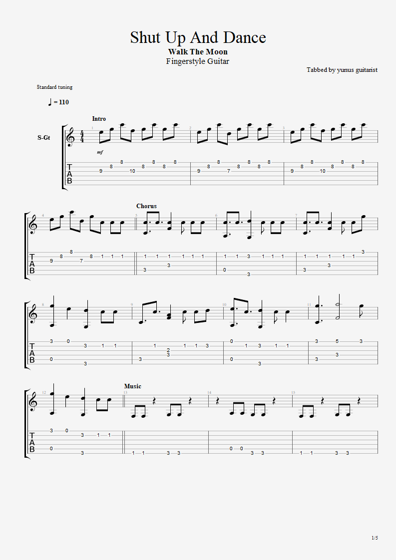 TAB. Shut Up And Dance - Walk The Moon