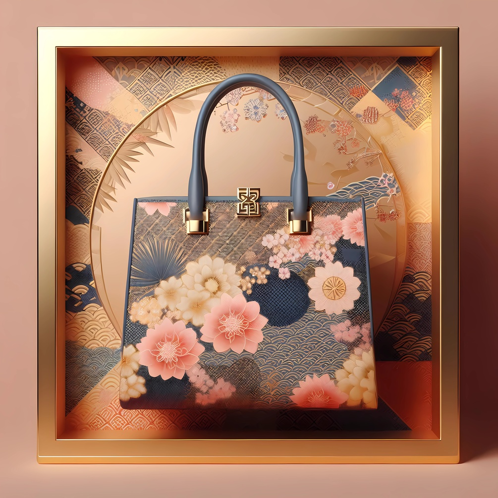 Elegant Bag with Traditional Japanese Motif