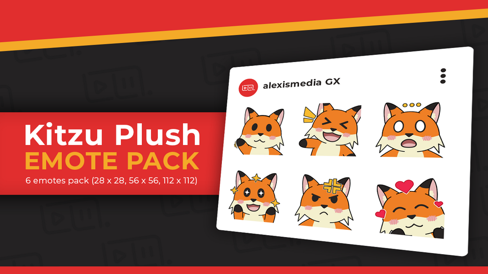 Kitzu Plush Fox Emotes | 6 Emote Pack | Para Twitch/Discord/Kick