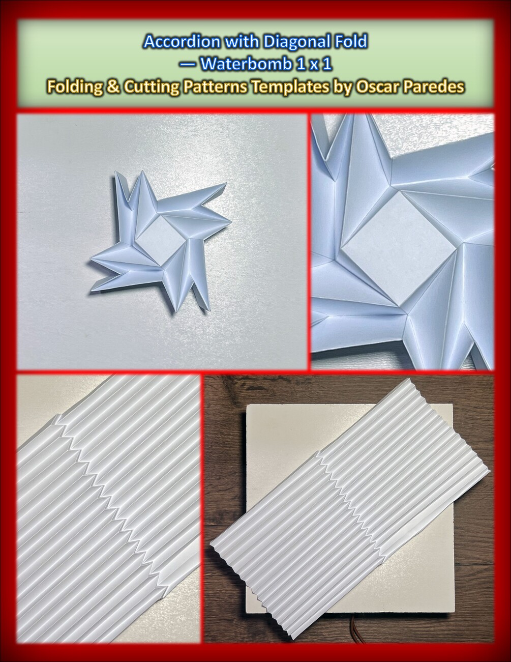 Accordion with Diagonal Fold — Waterbomb 1 x 1