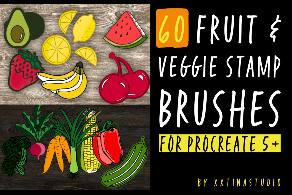 Fruit and Veggie Stamp Brushes for Procreate