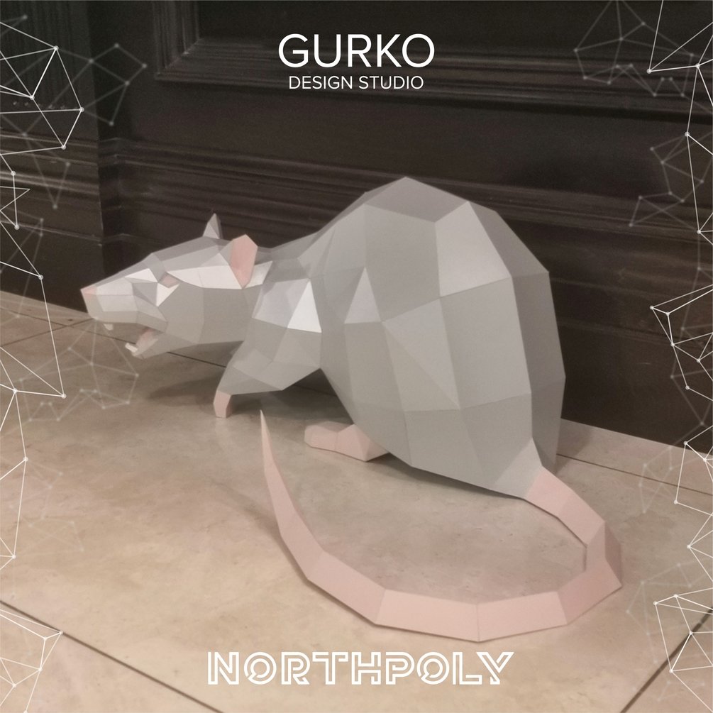 Angry Rat Papercraft, Mouse, Pdf, Gurko, 3D Origami, Paper Sculpture ...