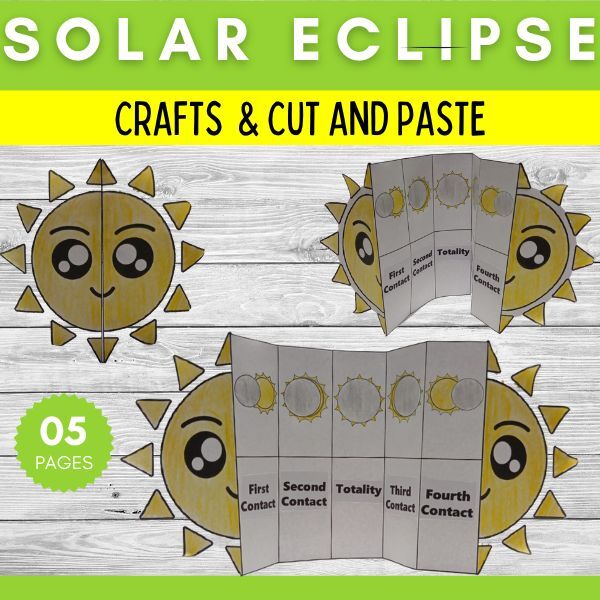Solar eclipse 2024 Crafts foldable sequencing - Fun cut and paste Activities