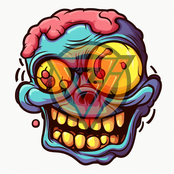 Mad Rot: Psychotic Zombie Skull Digital Art