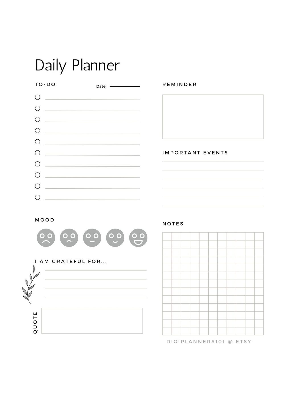 Minimalistic digital planner (printable)