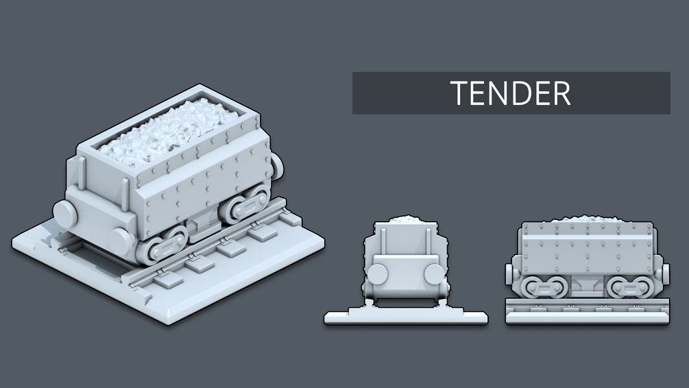 Tender - STL files for 3D printing - Trains & Rails World - STL Miniversum