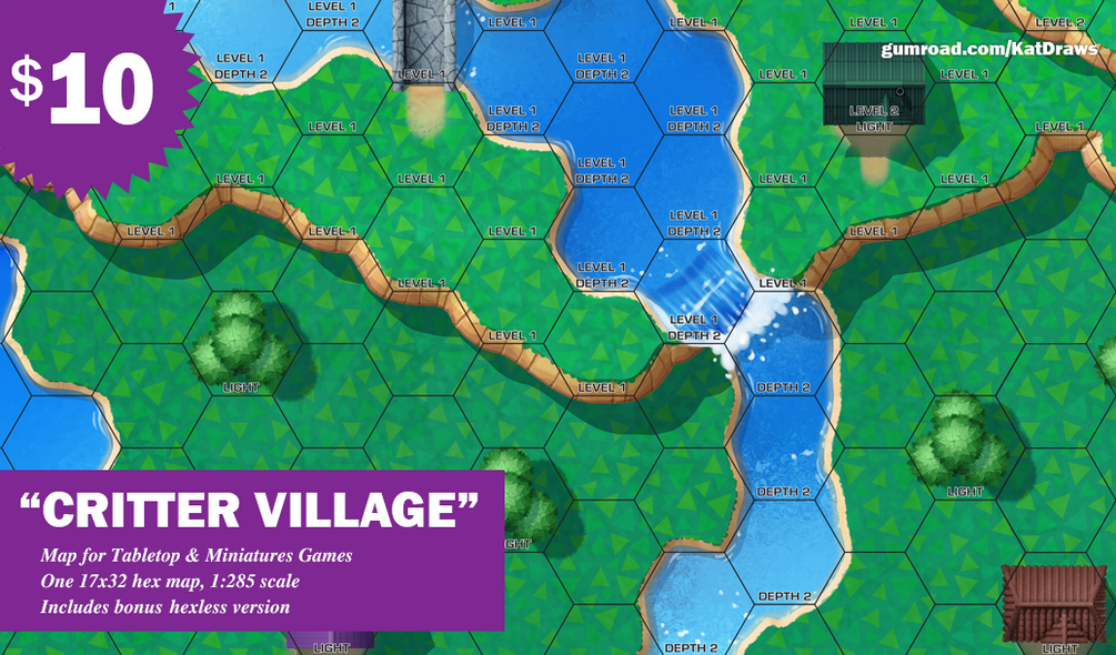 "Critter Village" - Map for Tabletop Games