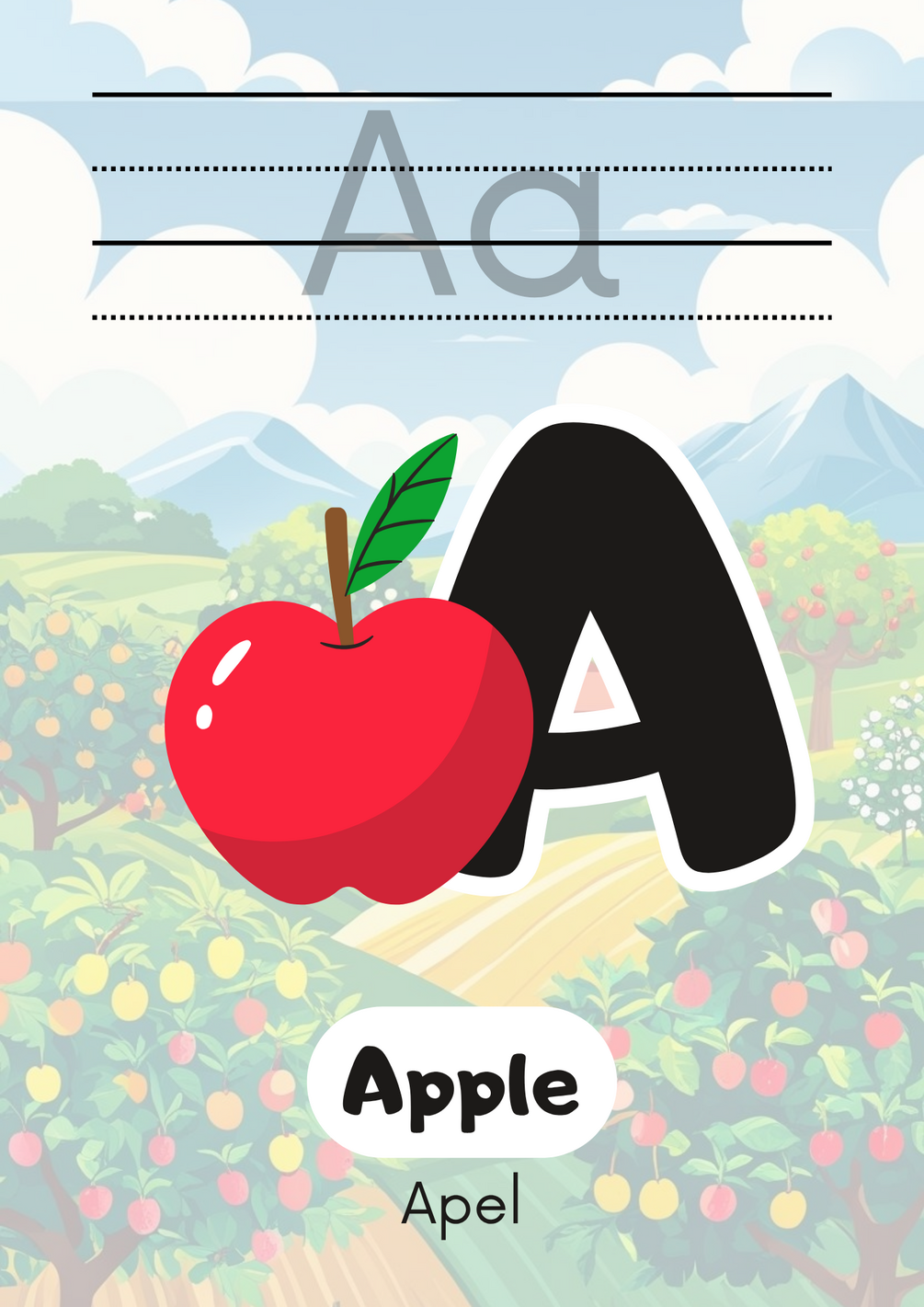 Alphabet Worksheet for Kids | Fruits Edition | Bilingual EN ID