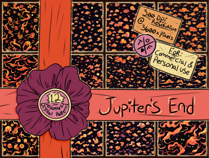 [Seamless Pattern Set] Jupiter's End | Watercolor Space Digital ...