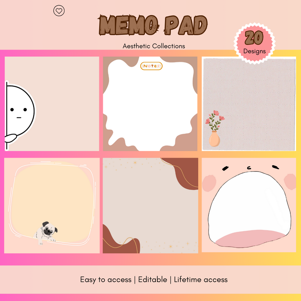 Memo Pad | Editable | 20 Cute designs