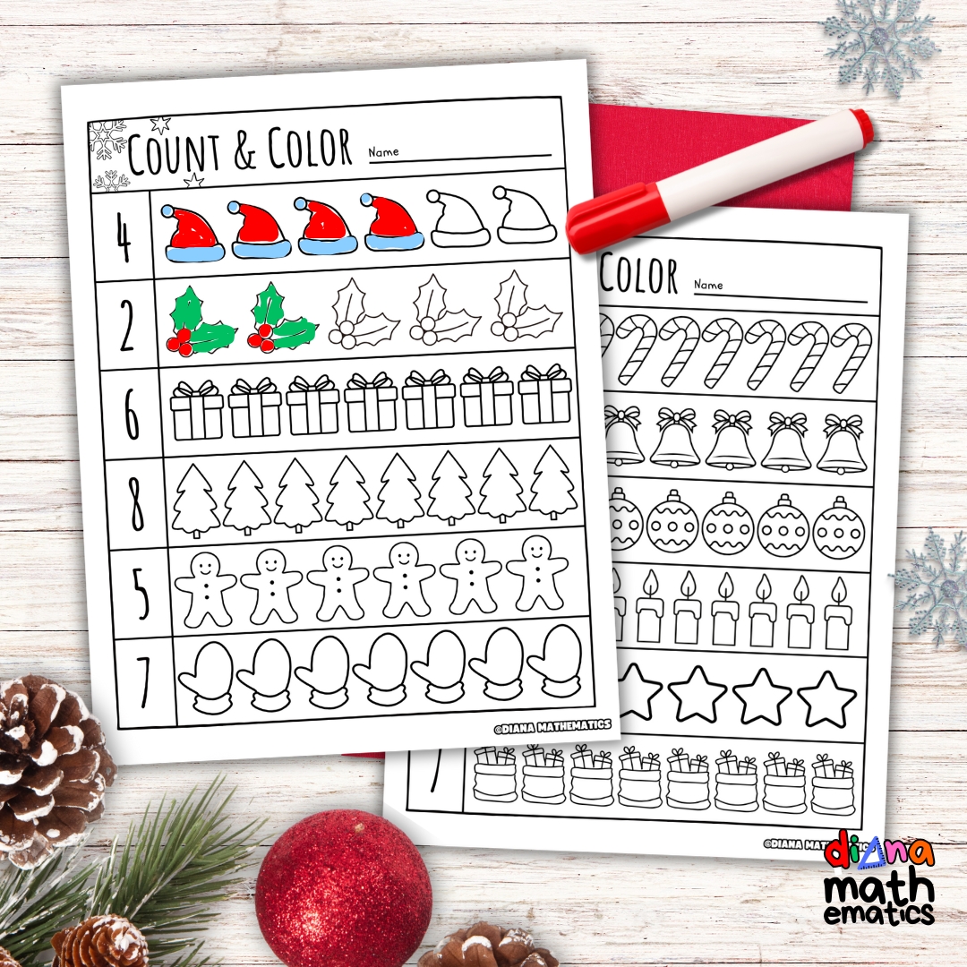 🎄DAY 1: Free Count & Color | Christmas Themed Worksheets | Free ...