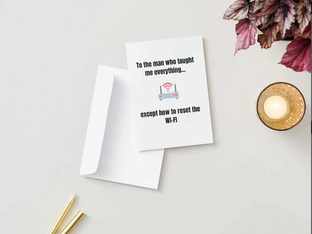 Funny Father’s Day Card – Wi-Fi Humor | Printable 5x7 Folded Card (8 ...