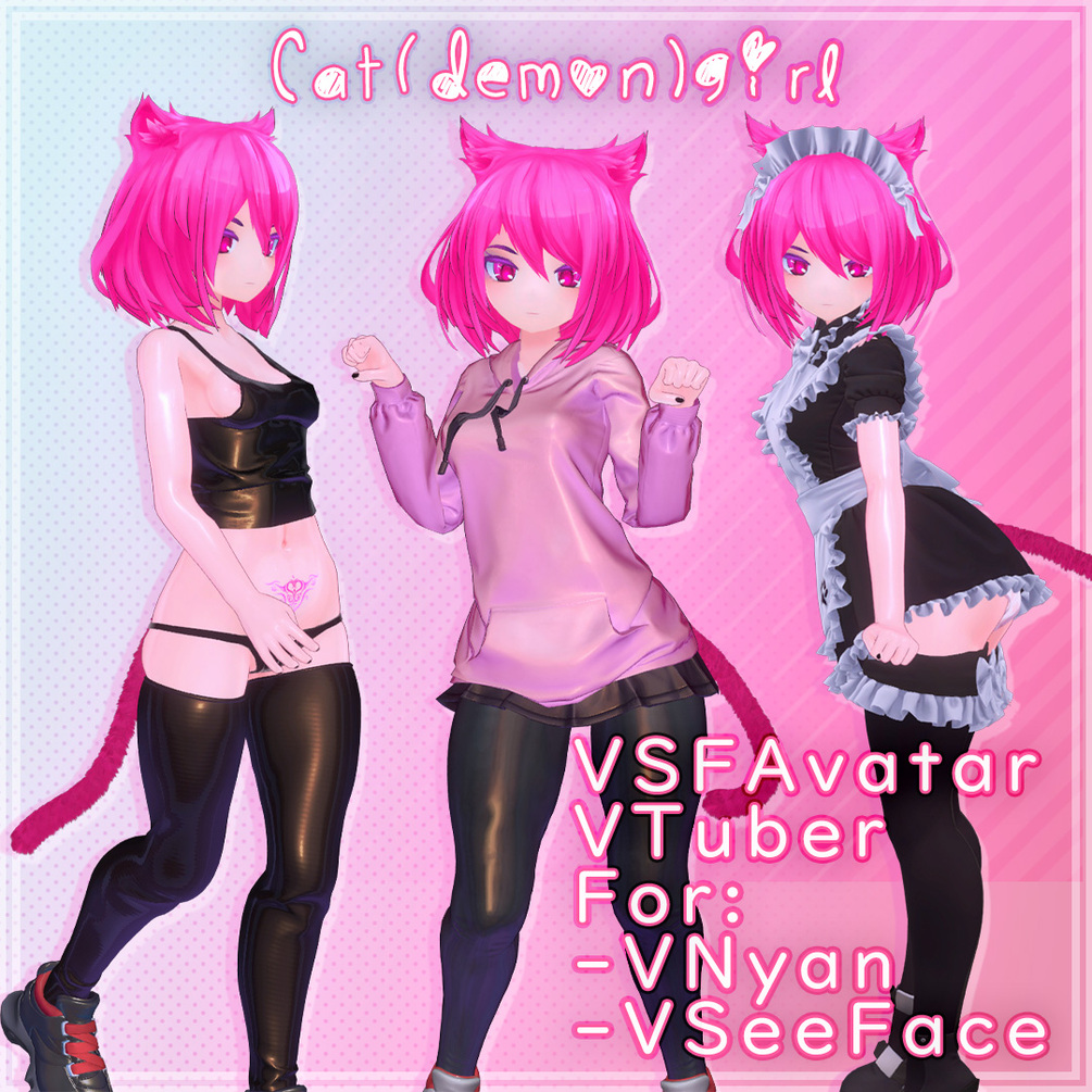 [Premade][Vtube ready] Catgirl(Demon) Vtube avatar model for VNyan/Vseeface