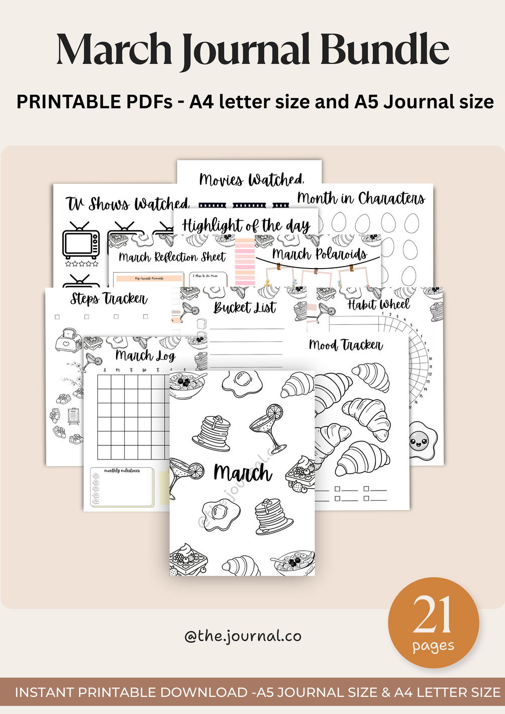 March Journal Bundle - Breakfast Themed