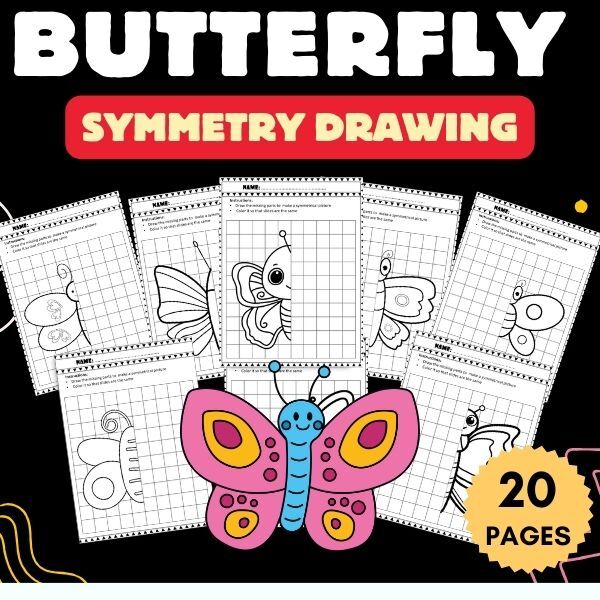 Printable Spring Butterfly Symmetry Drawing Activity Pages - Fun Spring ...