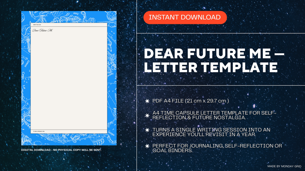 Dear Future Me — A4 Time Capsule Letter Template for Self-Reflection ...