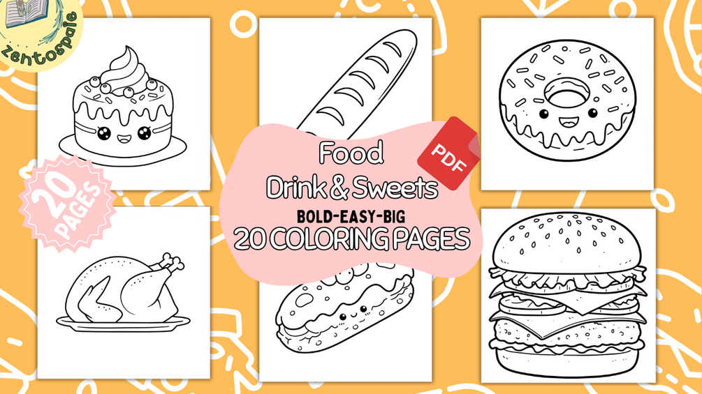 Food Drink & Sweets: Food and Drink Relaxation Coloring Book | Fruits