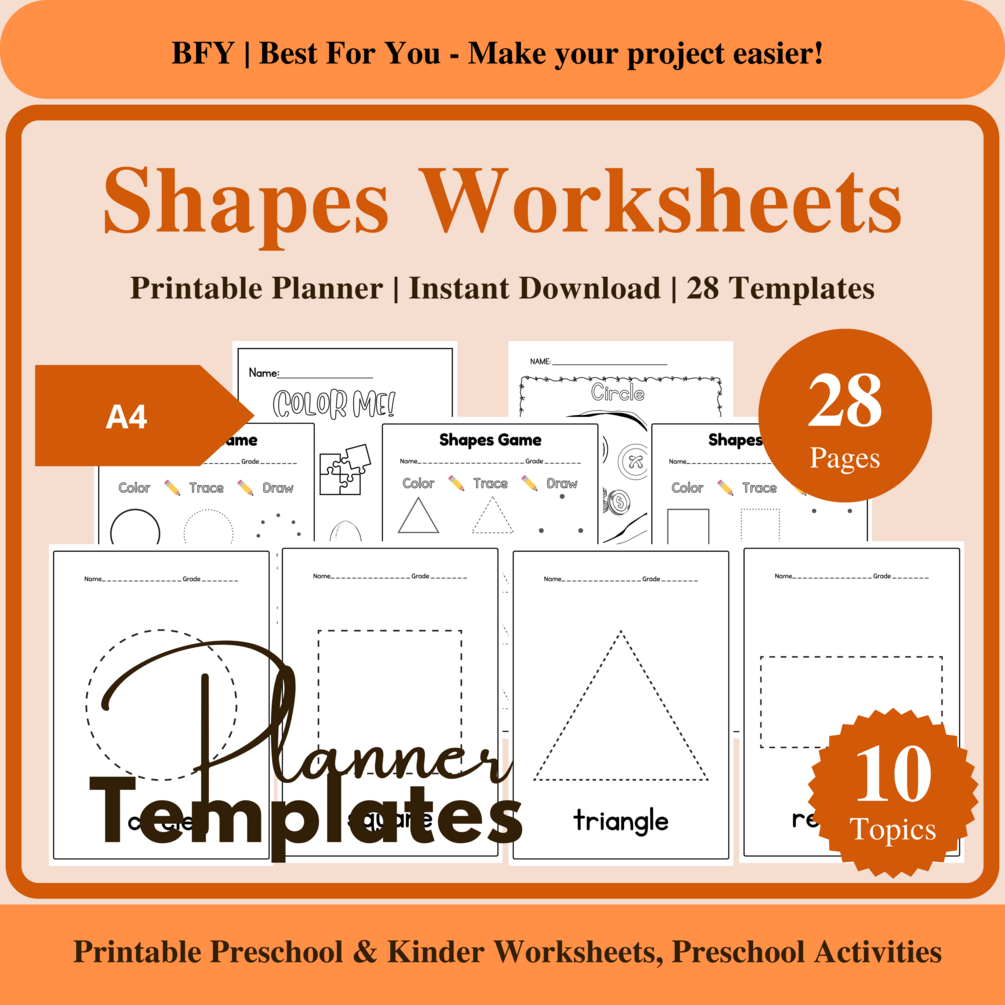 Printable Shapes Worksheets, Handwriting Shapes Tracing, Preschool ...