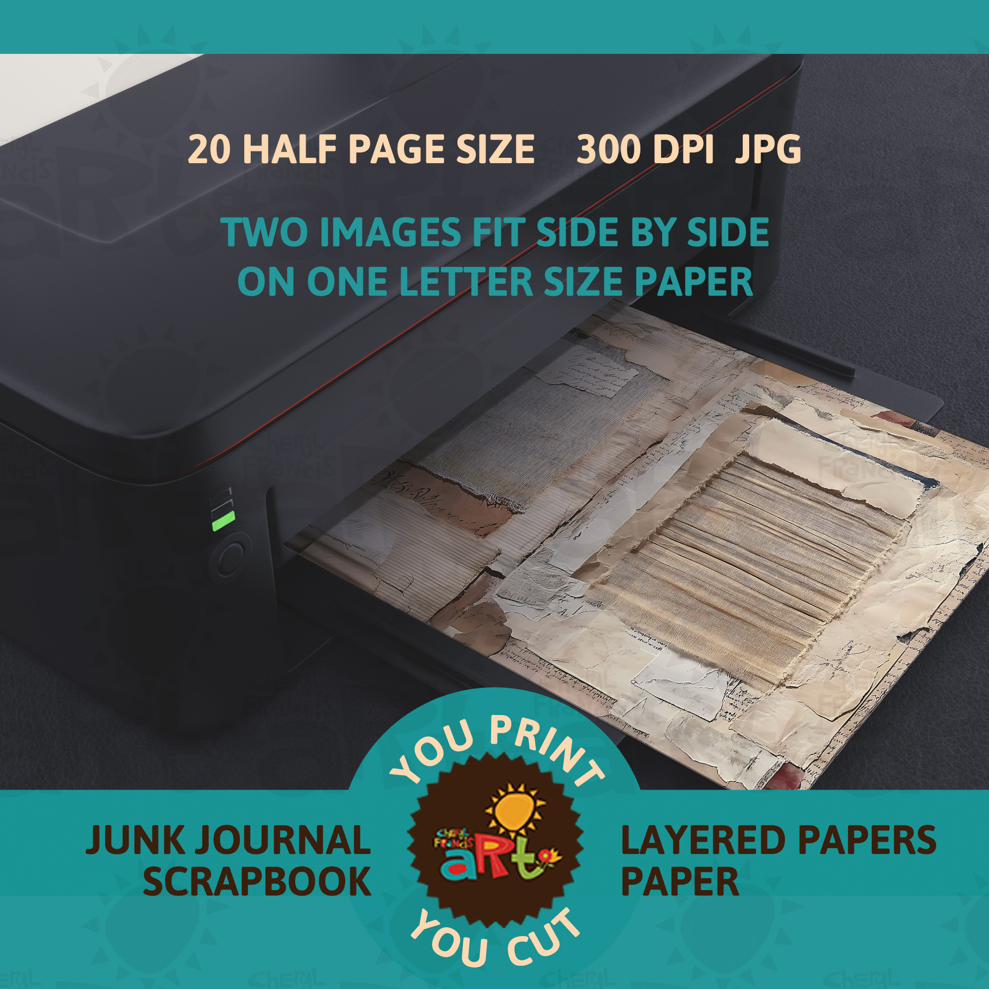 20 pc Layers of Old Papers and Fabric Printable Junk Journal Half ...