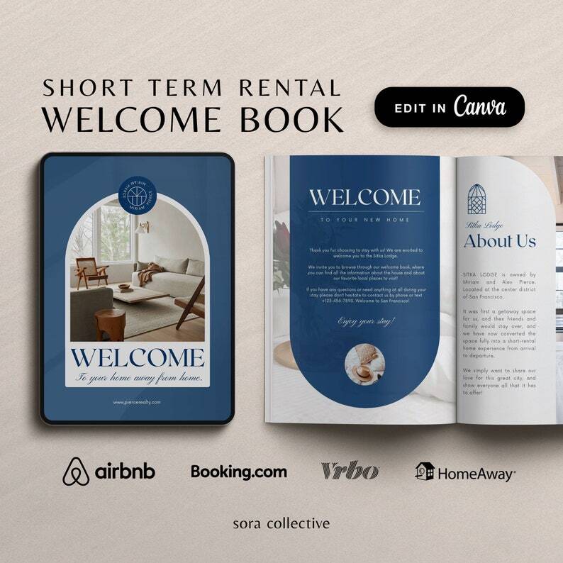 Airbnb Welcome Book Template, Editable Airbnb Guest Book, House manual ...