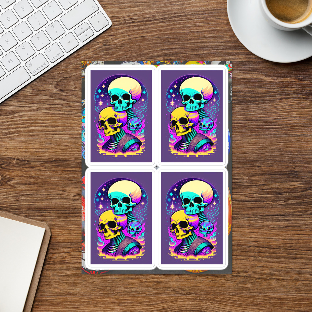 Sticker sheet 4 Funny Cool Abstract Skulls , Kiss Cut Stickers ...